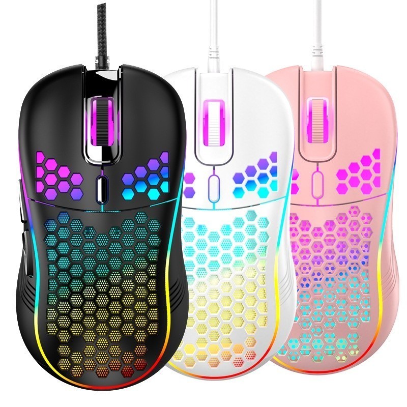 【MY Stock】Gaming Mouse RGB LED Backlit Wired Mouse Hollow-out Honeycomb ...