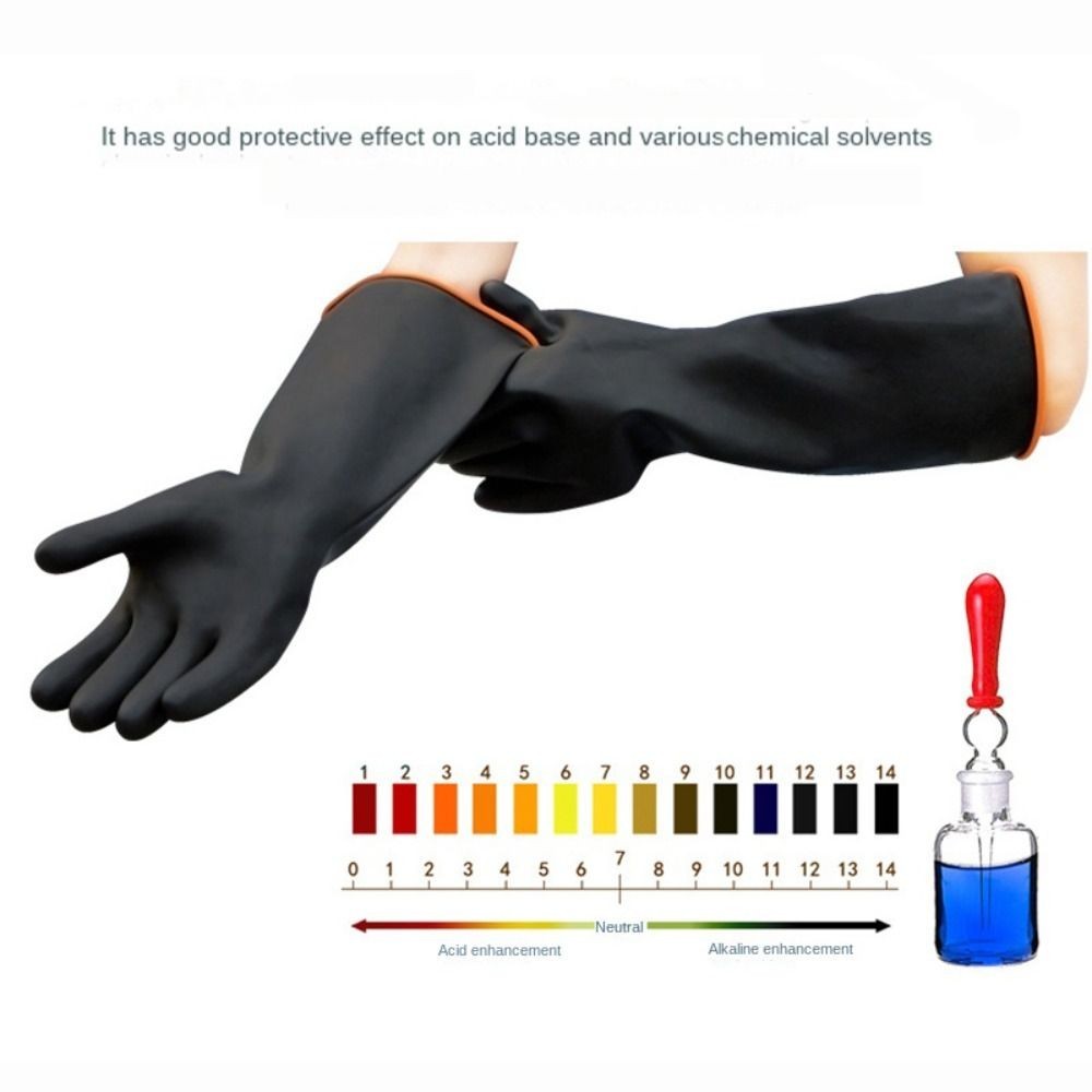 Heavy Duty Chemical Resistant Gloves Reusable Long Industrial Rubber ...