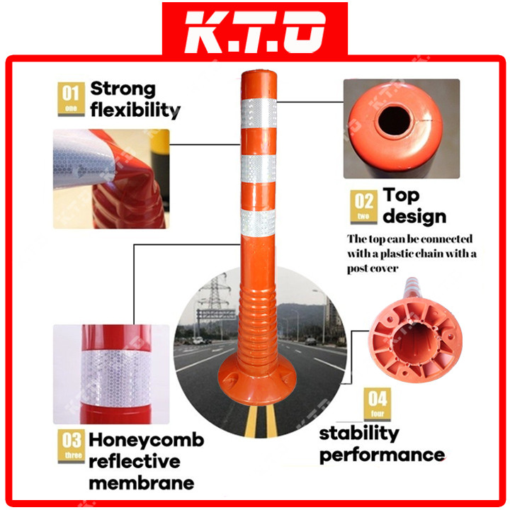 750MM / 75CM TPU Flexible Safety Post Warning Posts Reflective Traffic ...