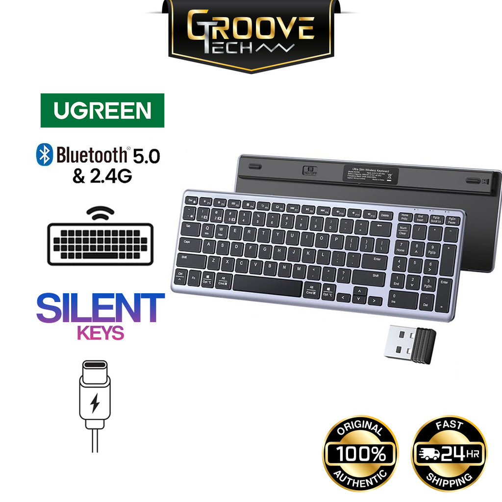 UGREEN Ultra Slim Wireless Keyboard Bluetooth 5.0 & 2.4G 99 Keys ...
