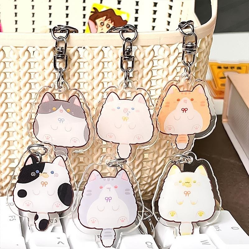 Cat Keychain Cute Creative Kitten Acrylic Keychains Cartoon Backpack ...