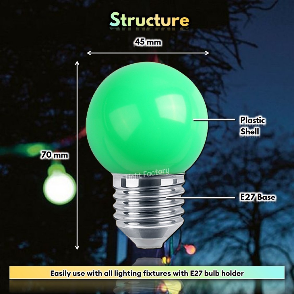 🔥NEW🔥E27 LED Colour Bulb Green / Blue Ping Pong Shape Colourful Globe ...