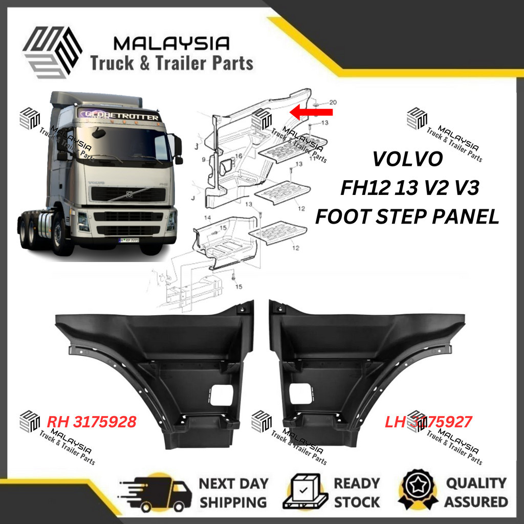 VOLVO FH12 FH13 V2 V3 VERSION 2 3 FOOT STEP PANEL KAKI PIJAK RH 3175928 ...