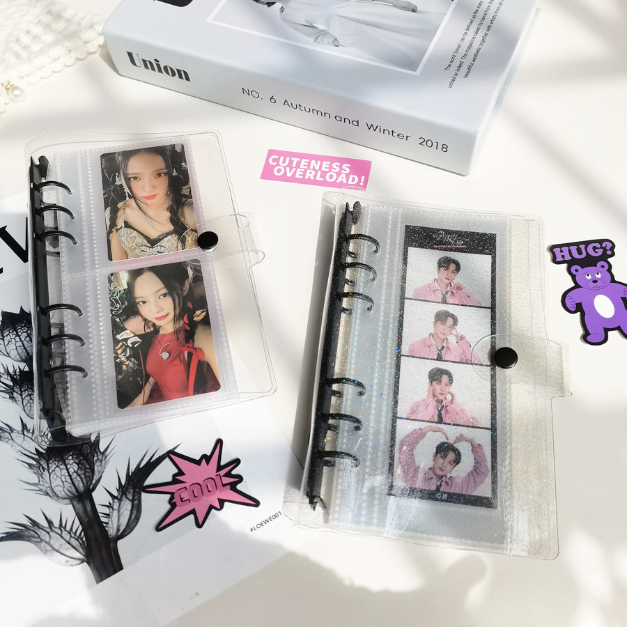 【A6 6HOLE PVC BINDER with Sleeves】Glittering Transparent Loose Leaf K ...