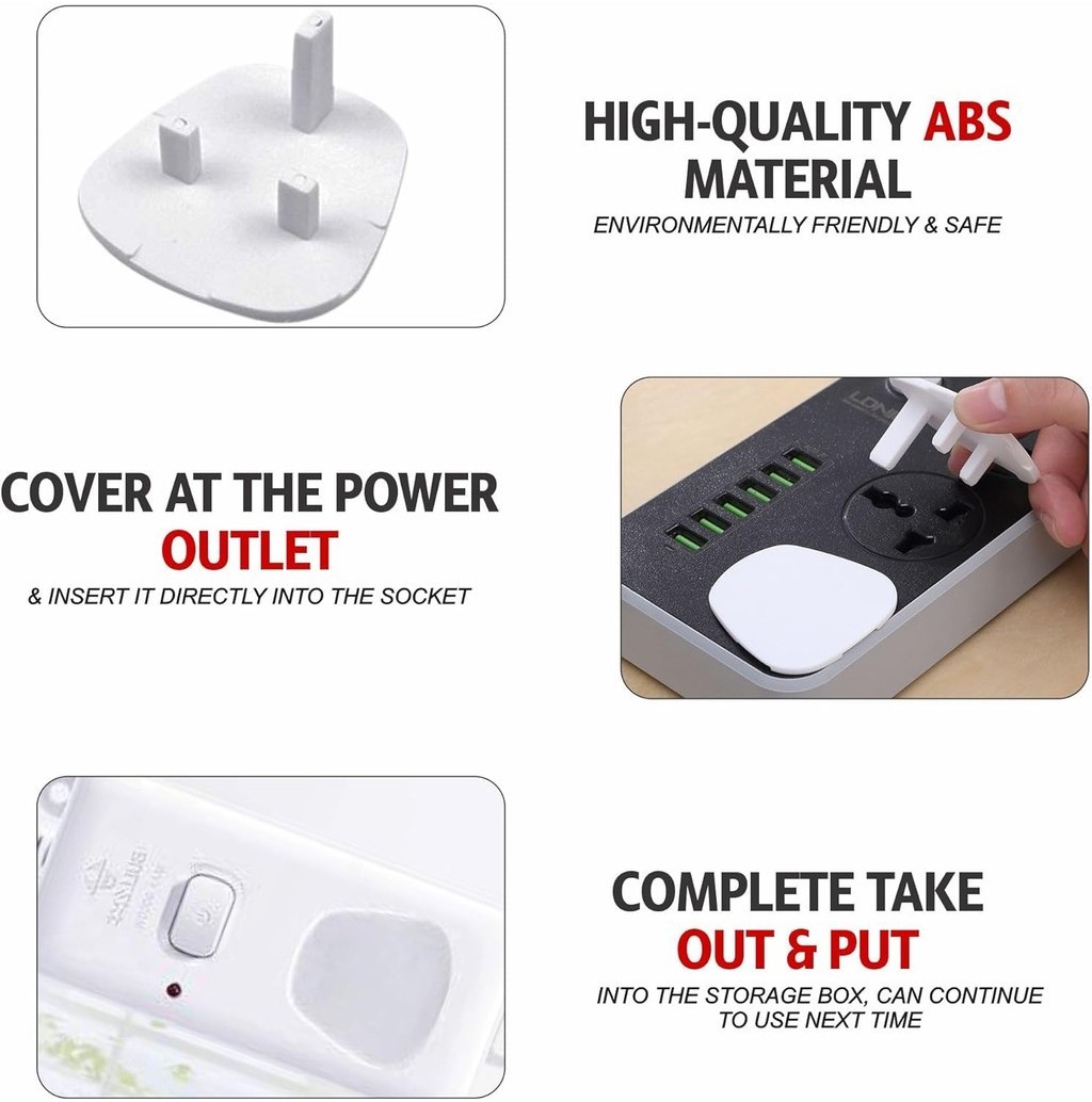 3 Pin Socket Safety Cover Protectors Secure Electrical Shock Proof Plug ...