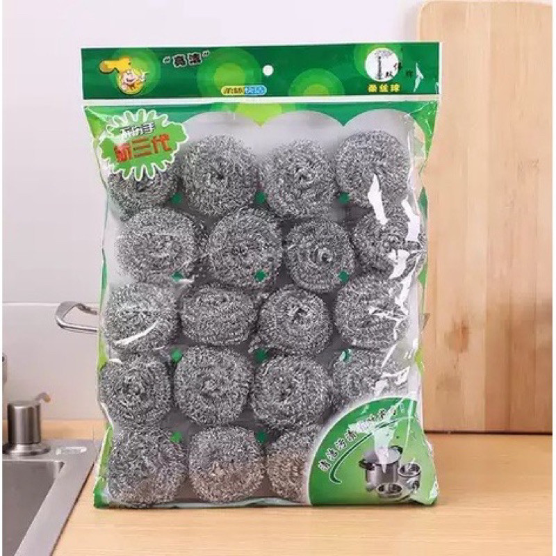 20 PCS Berus Periuk kuali Besi Scrubbing Balls Scourer Scrubber Pencuci ...