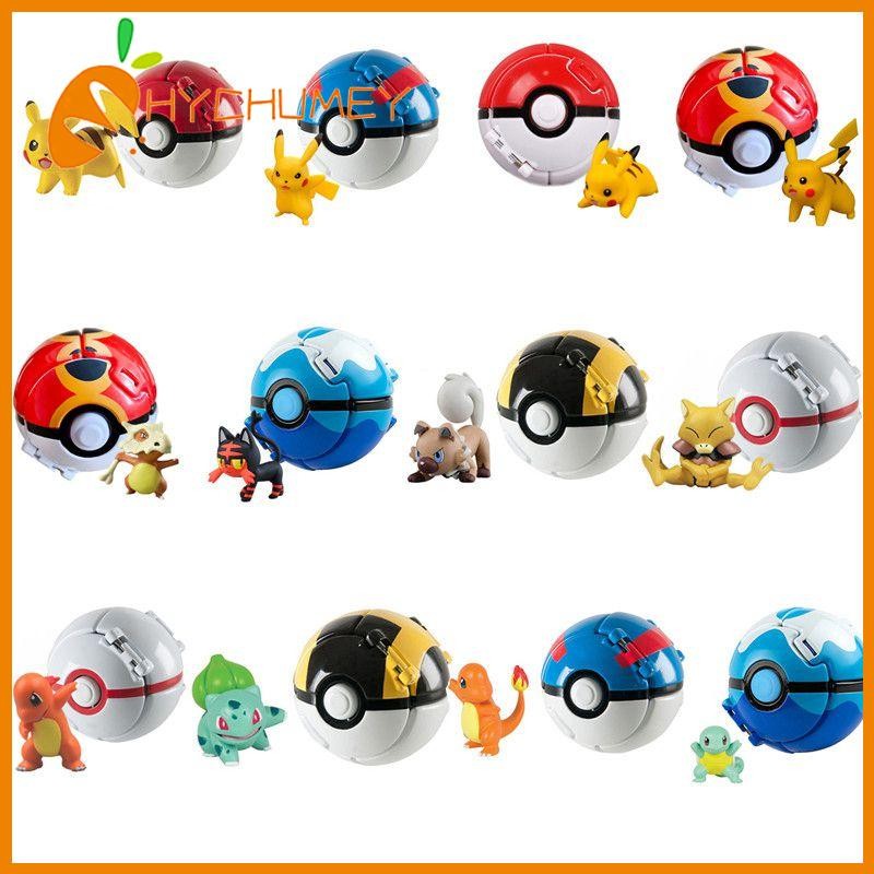 Poke Ball Handmade Elf Figure Model Toy With Pikachu Rockruff Litten ...