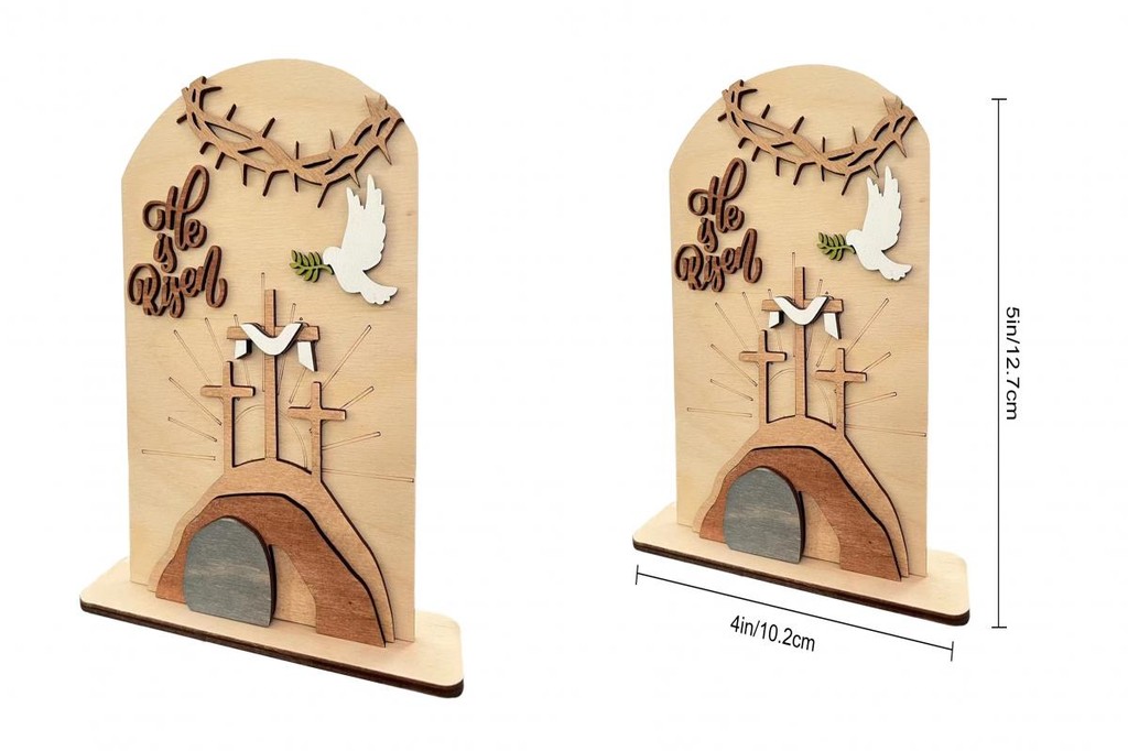 EDI Resurrection Scene Decoration Wooden Resurrection Scene Set He Is ...