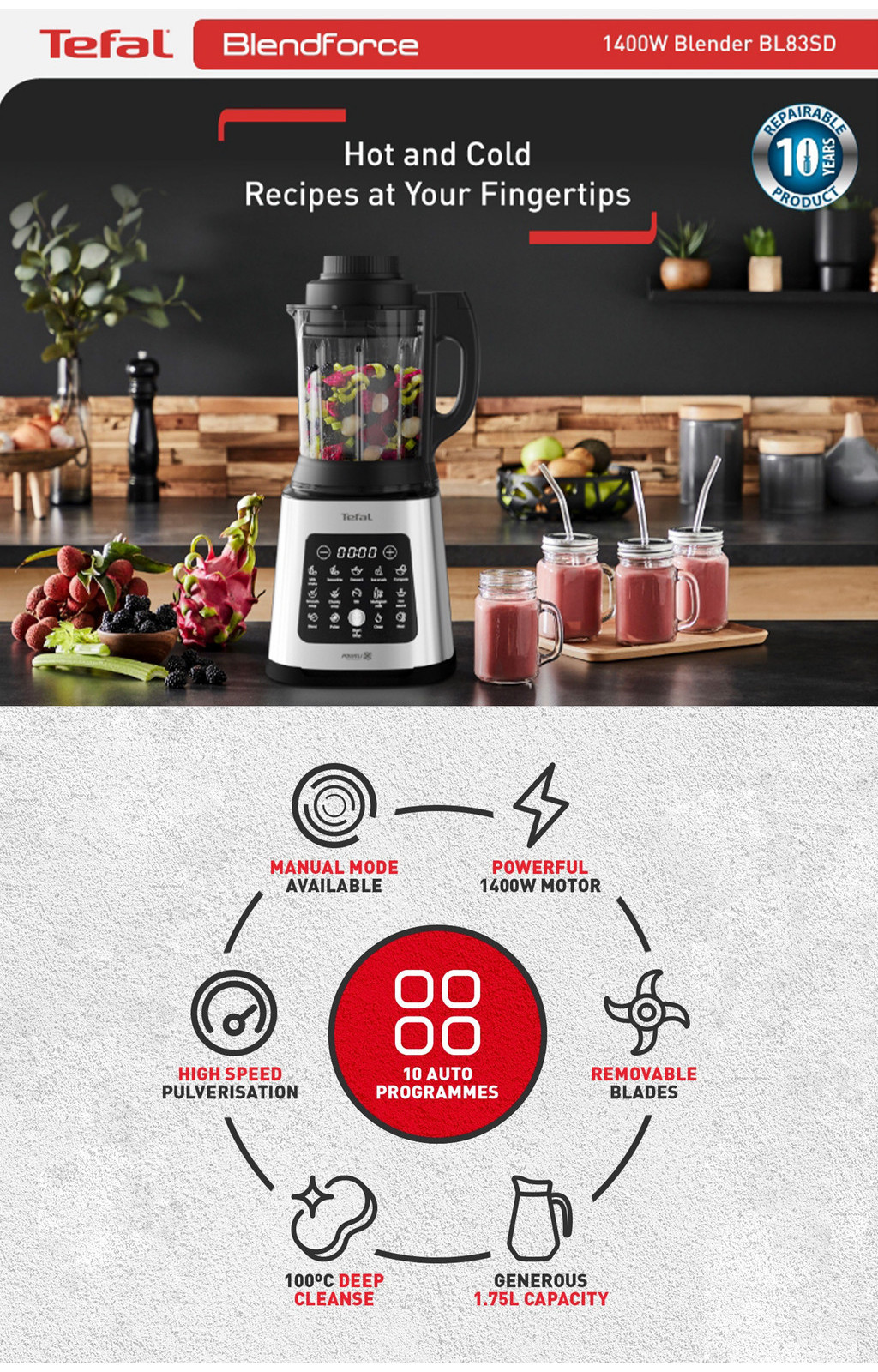 Tefal PerfectMix Cook & Steam Blender BL83SD65 | Shopee Malaysia