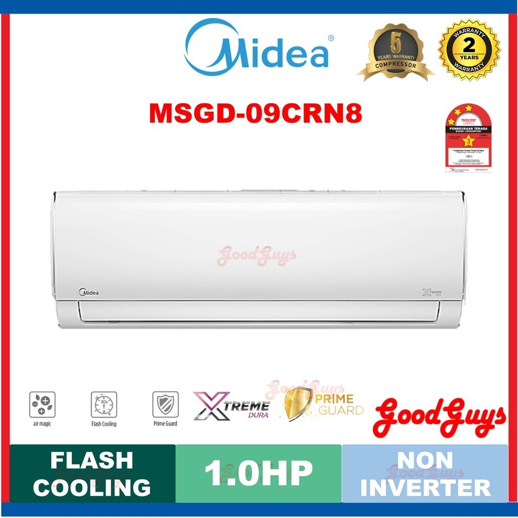 [Seller's Own Fleet] MIDEA [1.0HP/1.5HP] R32 Xtreme DURA Non Inverter Air Conditioner MSGD ...