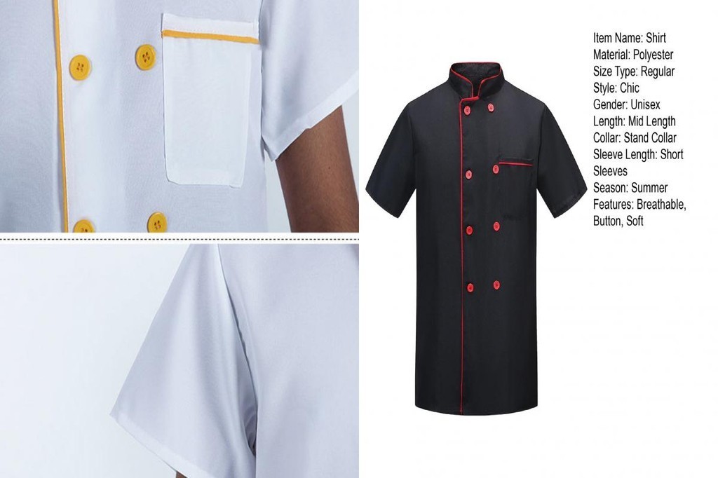 SRA ZK Buttoned Chef Coat Breathable Chef Clothes Summer Chef Uniform ...
