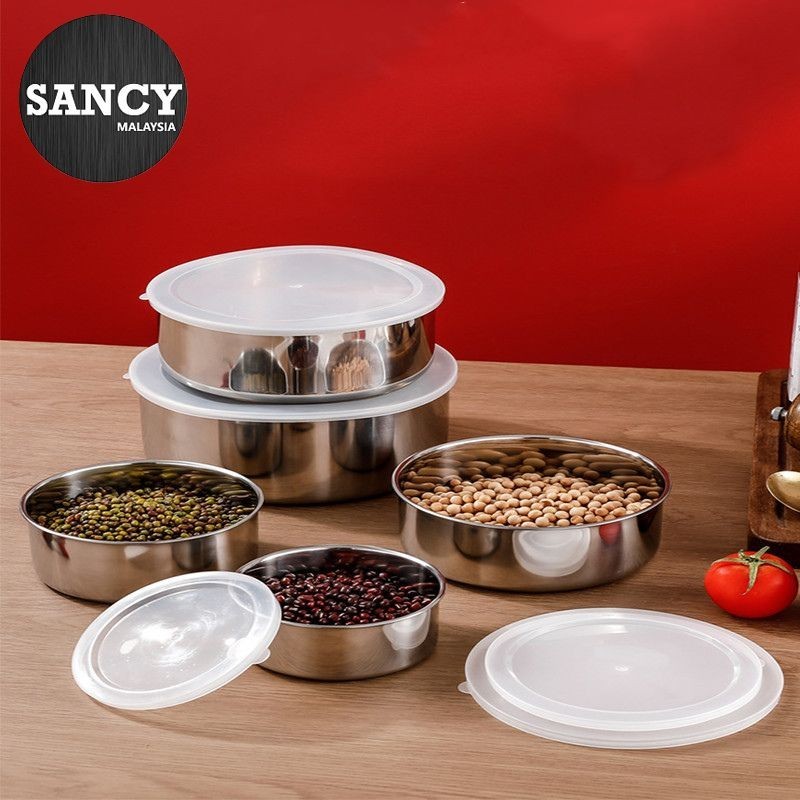 Sancy 5pcs Set Stainless Steel Crisper With Lid Food Storage Box ...