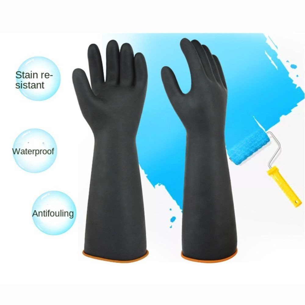 Heavy Duty Chemical Resistant Gloves Reusable Long Industrial Rubber ...