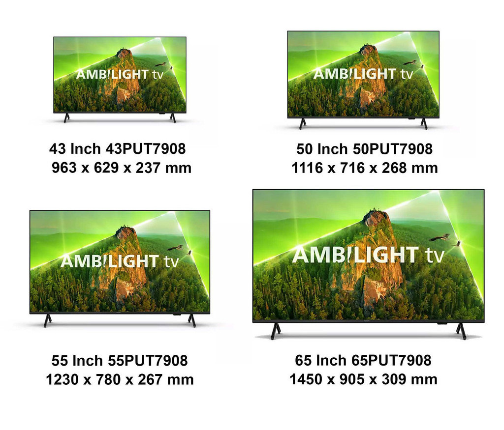 Philips 55 65 Inch 4K Ultra HD HDR Ambilight Google TV 55PUT7908/68 ...