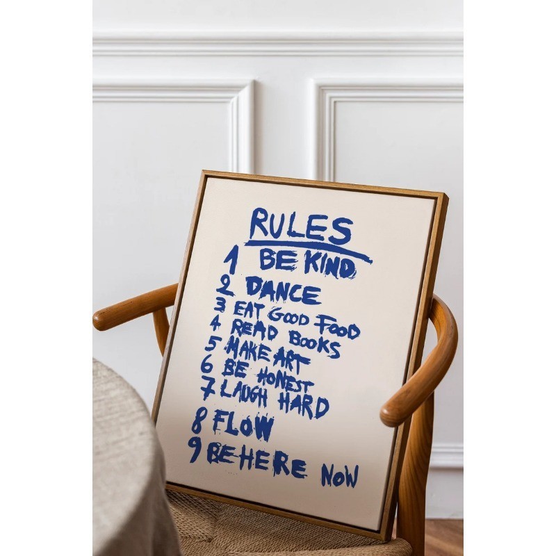 Vintage Blue Alphabet Rules Wall Art Quotes Aesthetics Wall Art Poster ...