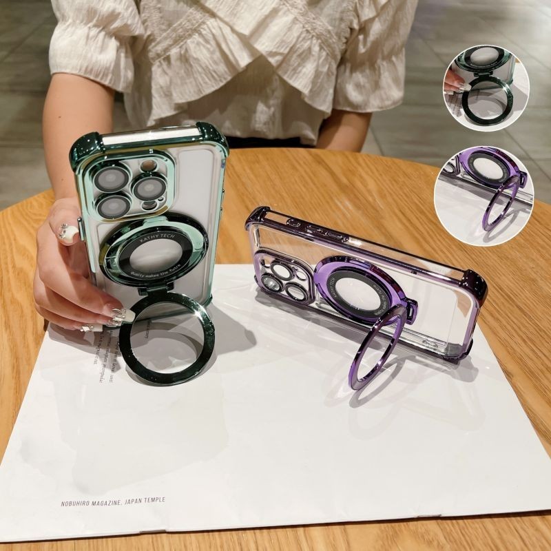 luxury Transparent Magnetic Grips Case For Iphone 15 Pro Max 14 13 12 ...