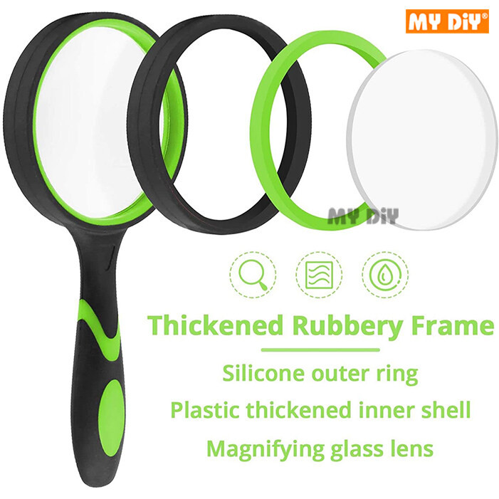 80mm LENS SOFT RUBBER HANDHELD MAGNIFYING GLASS WITH LARGE 80MM LENS ...