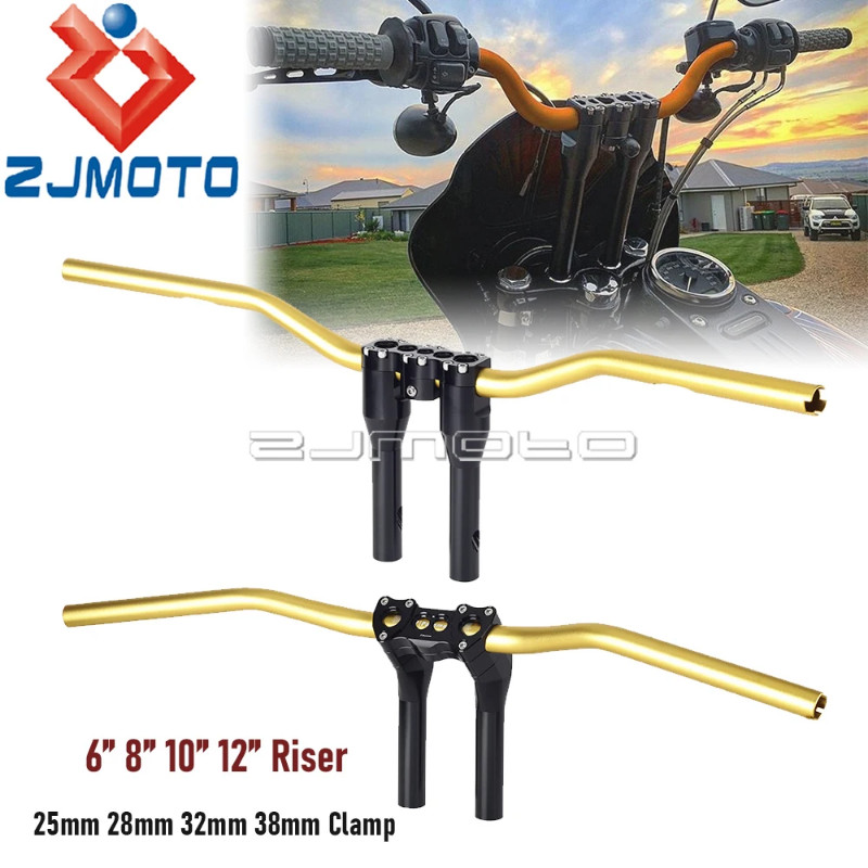 Thug Style Handlebar Riser Kit 25mm-38mm T Bar Modular Top Clamp For ...