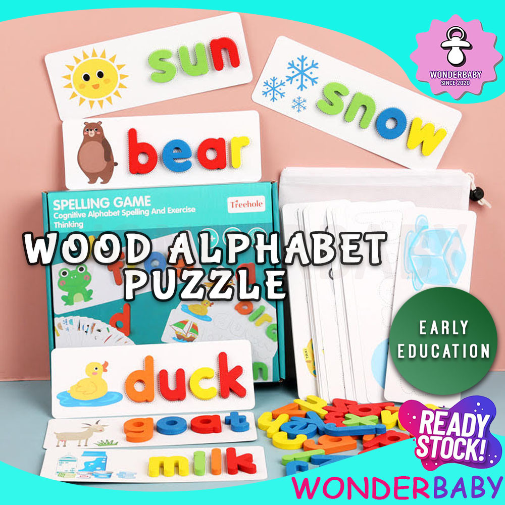 Wonderbaby👼 Wooden Alphabet Educational Puzzle | Montessori ABC ...