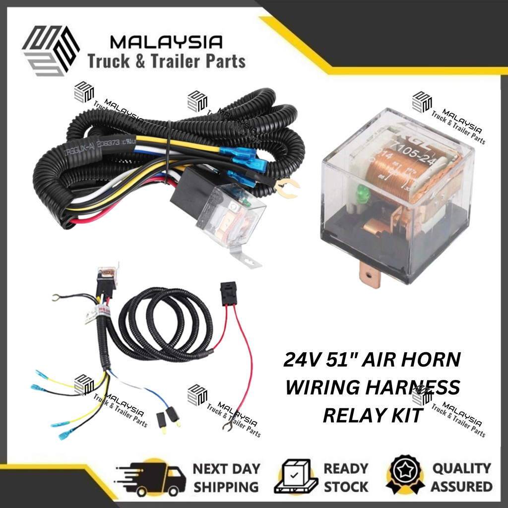 24V AIR HORN WIRING HARNESS RELAY KIT WIRE HON RELAY WAYAR LORRY TRUCK ...