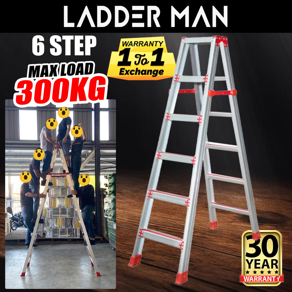 6 Step Ladderman Commercial Use Heavy Duty Aluminium Double Sided ...