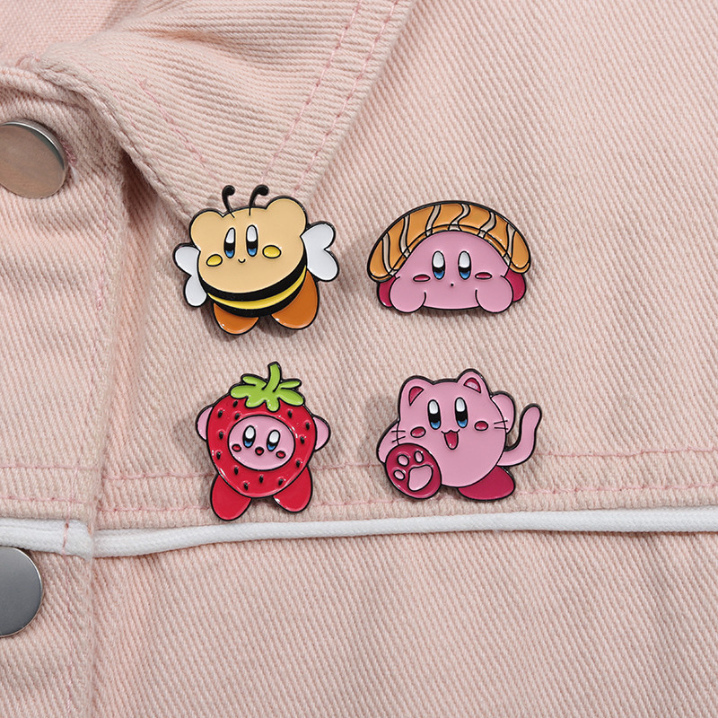 Kawaii Animal Kirby Enamel Pin Cartoon Metal Brooch Movie Anime Lapel ...