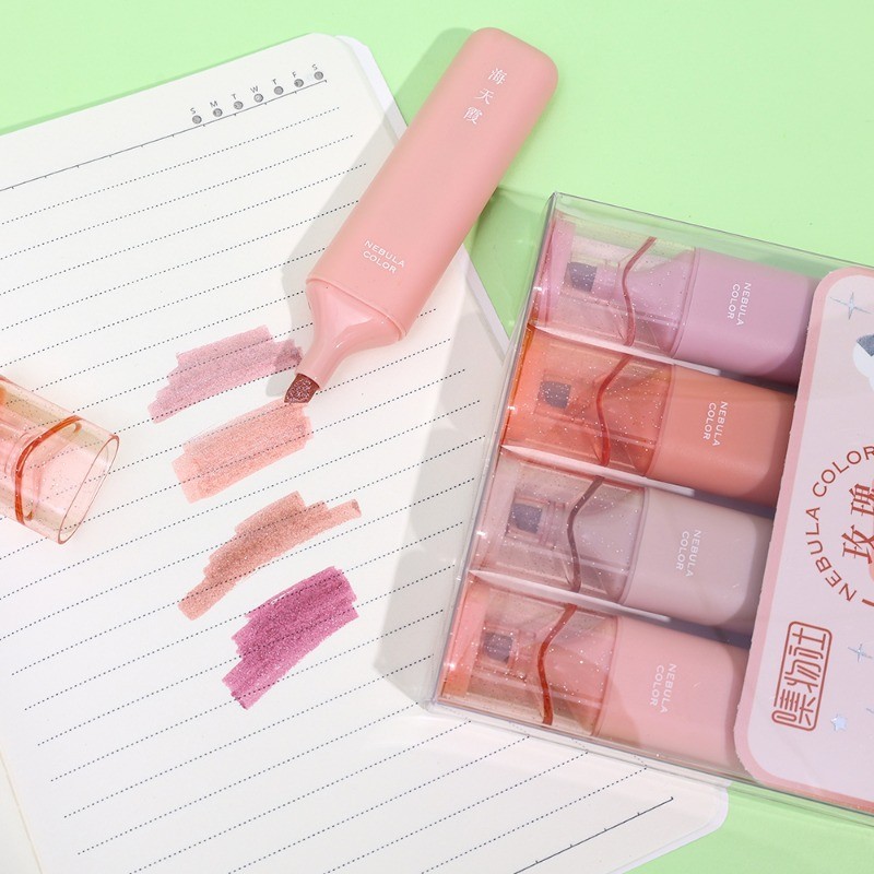 4 Color/Set Glitter Highlighter Pen - Fine Flash Markers Painting Maker ...