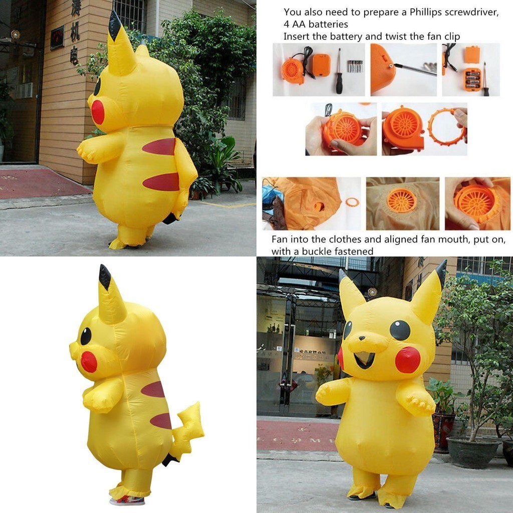 Pikachu Pokemon Inflatable Costume Kids Suit Party Cosplay Dress Outfit ...