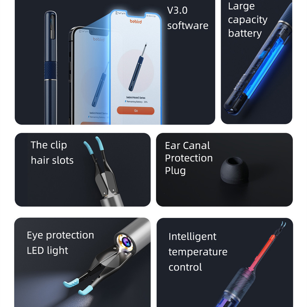 Bebird Note 5 Pro Ear Cleaner Smart Visual Ear Sticks Endoscope ...