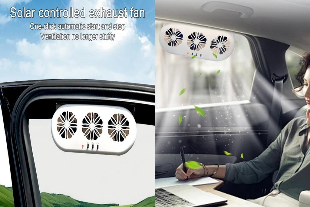 ang Solar Powered Car Exhaust Fan Solar Cooling Fan High-efficiency ...