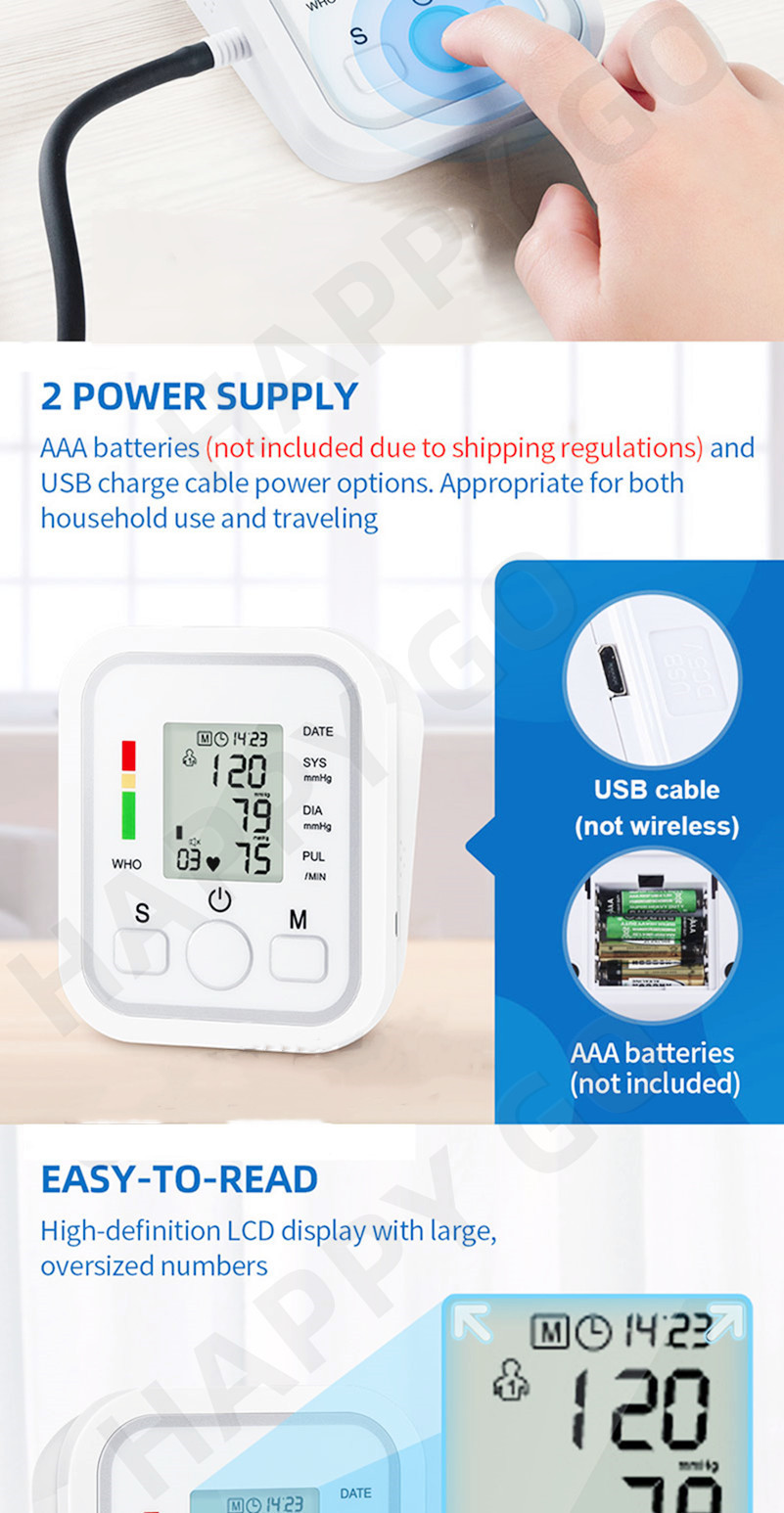 Blood Pressure Monitor Heart Beat Monitor BP Cuff Arm Blood Pressure ...