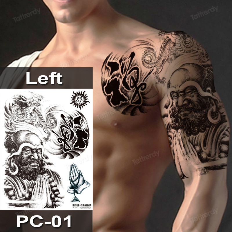 Waterproof Tattoo Sticker Male Half Shoulder Dragon Totem Arm Art Fake ...