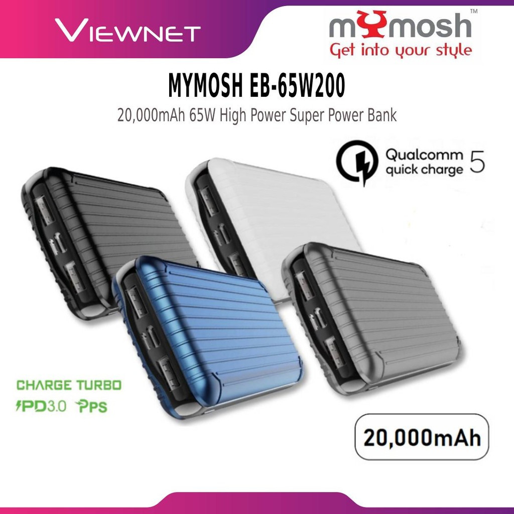 MYMOSH 20,000MAH 65W HIGH POWER QUICK CHARGE QC5.0 POWER BANK FOR ...