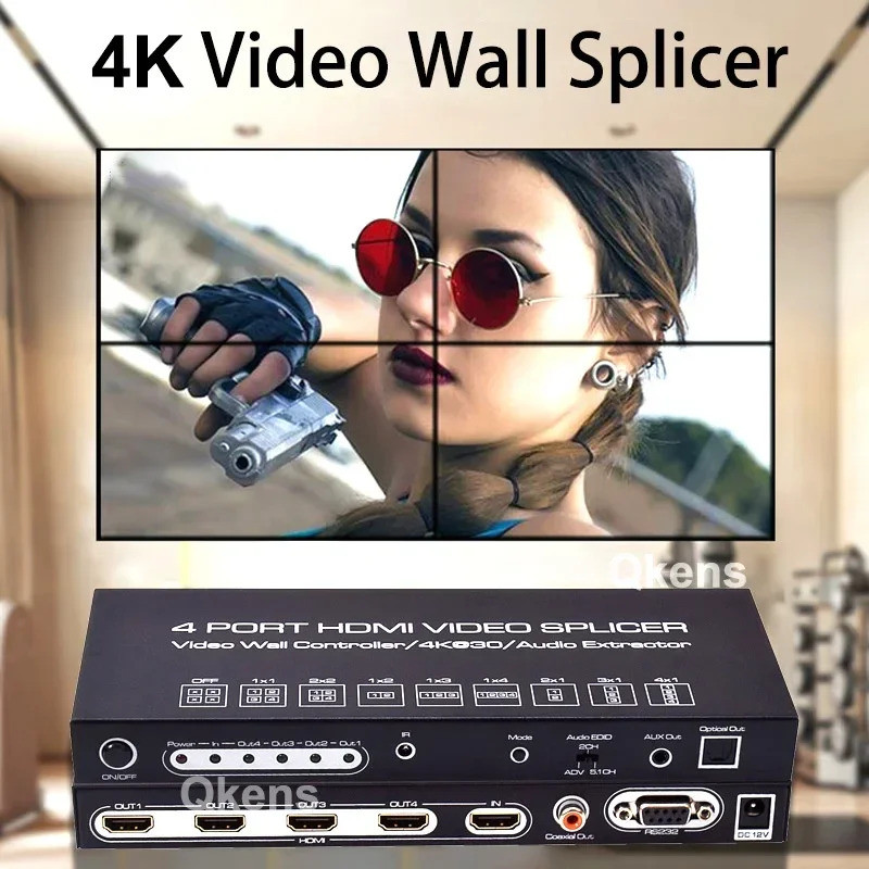 4K 2x2 Video Wall Controller Multi Screen Splicing Processor 2 3 4 TV ...