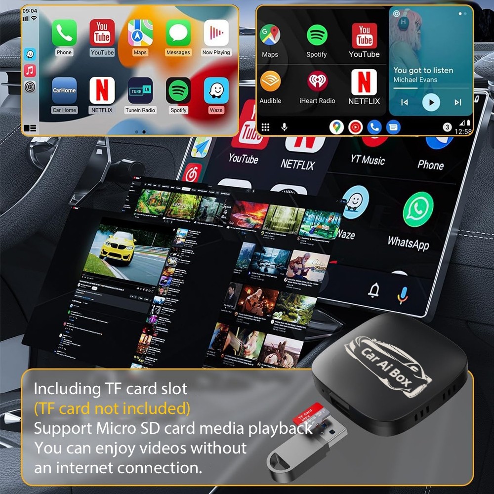CarPlay AI Box Carplay Car android Video Wired to Wireless CarPlay Adapter Android Auto & Apple ...