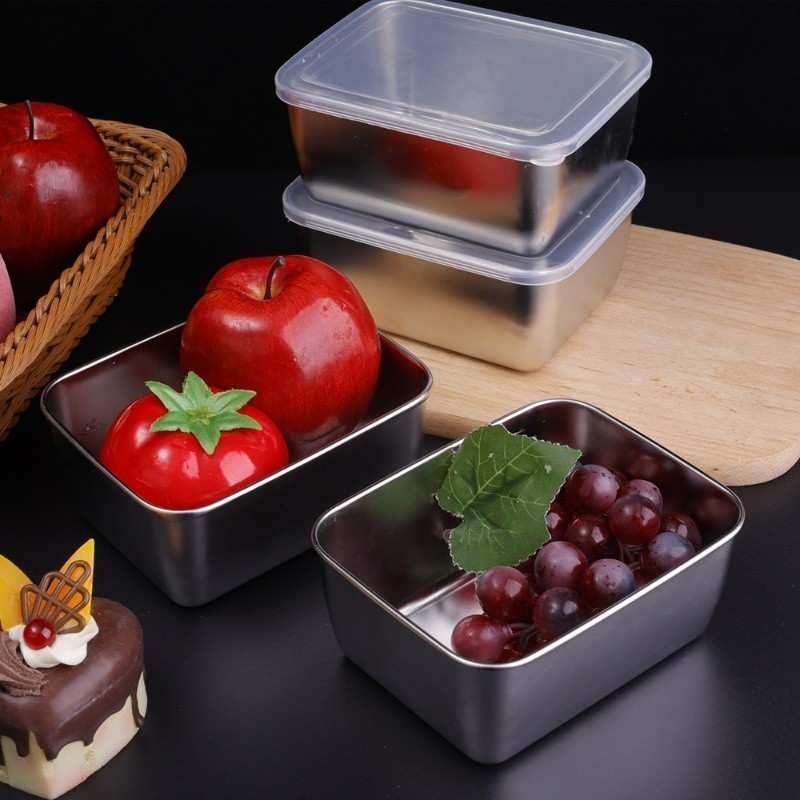 Stainless Steel Preservation Box with Lid - Refrigerator Meat/Dessert ...