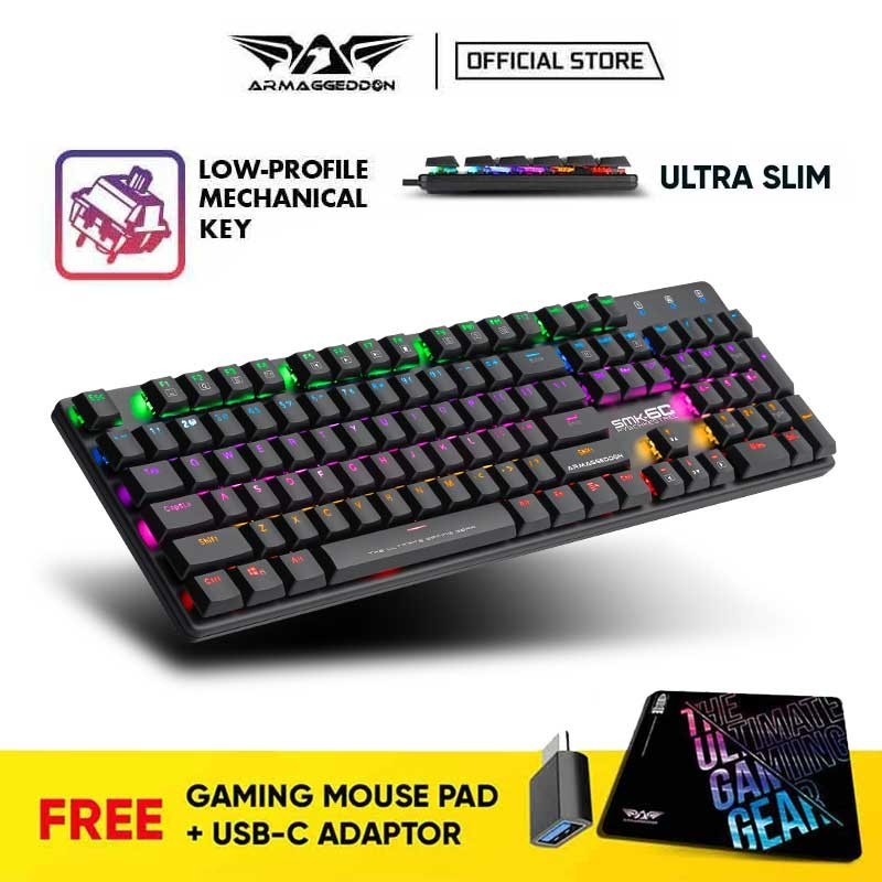 Armaggeddon SMK-6C Blue Switch 104 Keys Low Profile Mechanical Gaming ...