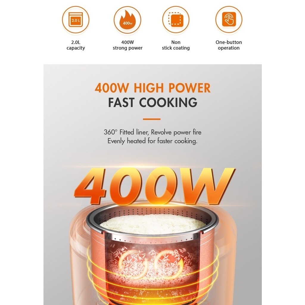 Gaabor Mini Rice Cooker (2.5L) Smart Micro Processor Rice Cooker Non ...