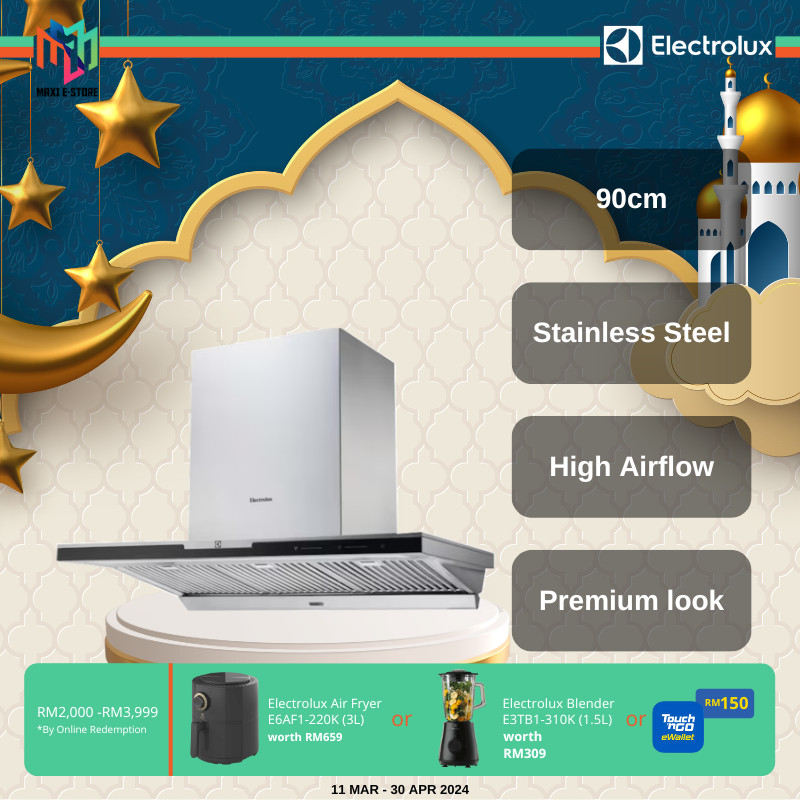 Electrolux EFC926SA 90cm Dual Filter Stainless Steel Kitchen Hood with ...