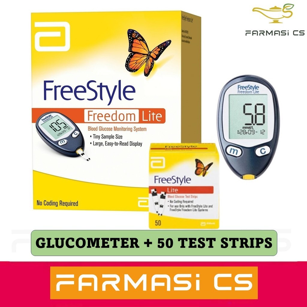 Abbott Freestyle Freedom Lite Glucometer with 50 Test Strips EXP:10/ ...