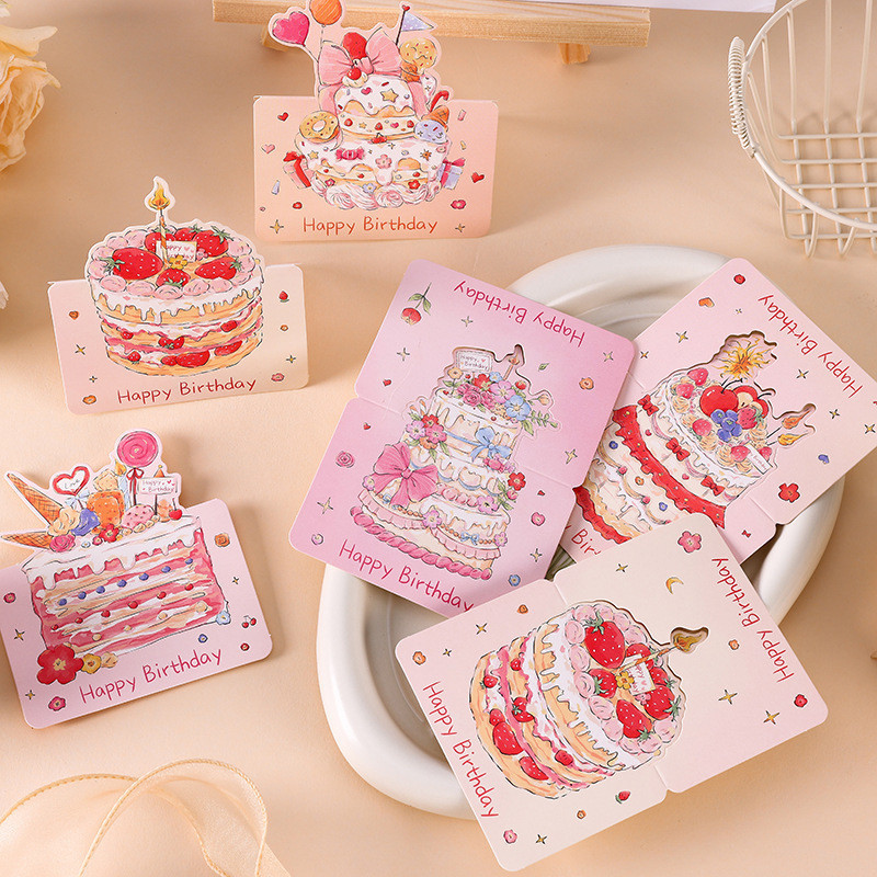 Dopamine Color Cake Cards Birthday Cake Greeting Card Lovely Friends ...