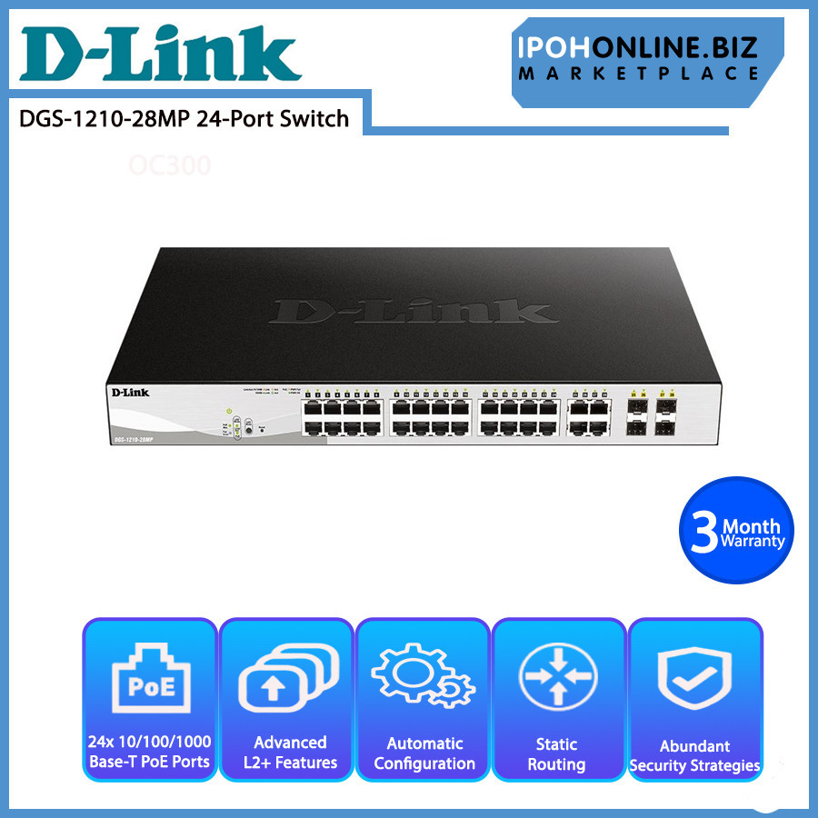D-Link DGS-1210-28MP 24 Port Gigabit Smart Managed PoE Advanced L2 ...