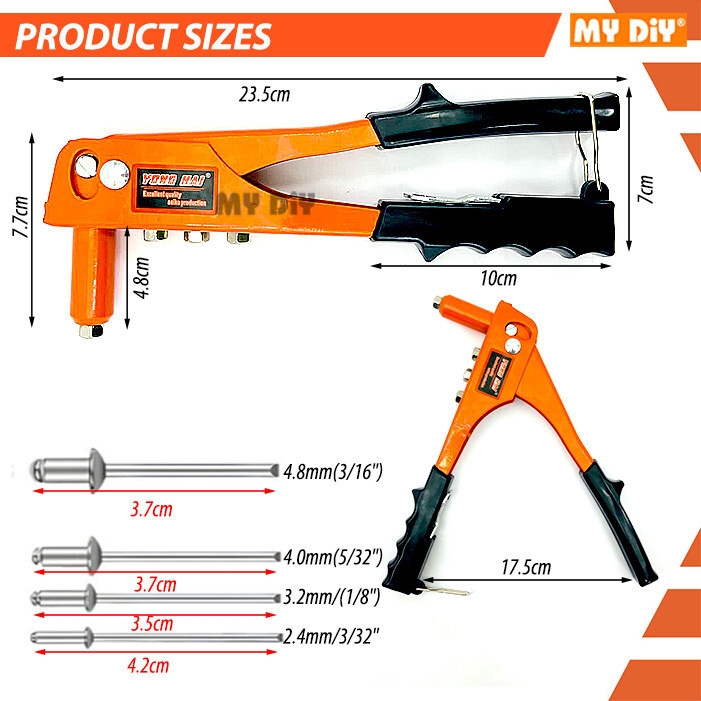MYDIYHOMEDEPOT - YONGHAI Hand Riveter Tool Set with Bullet with 4pcs ...