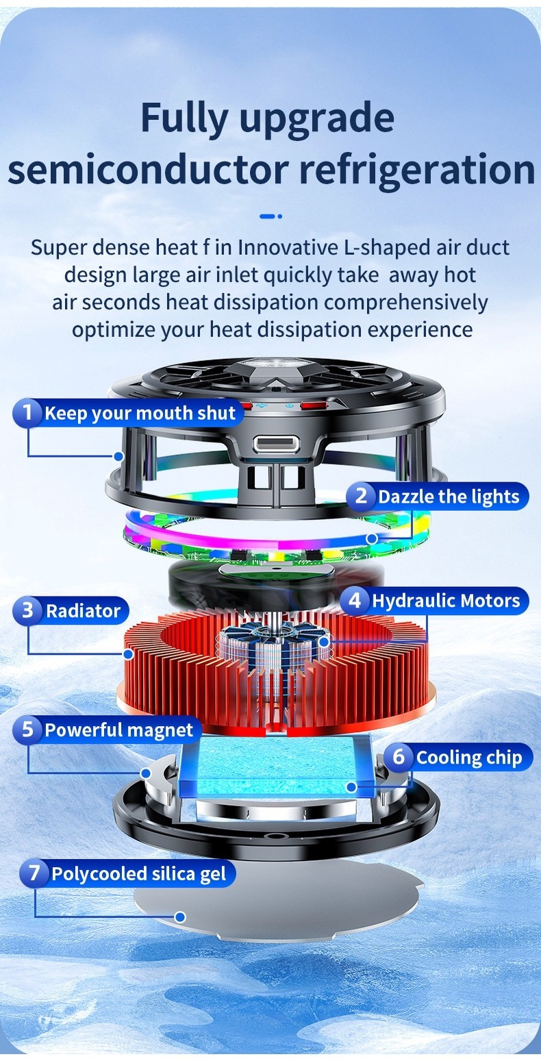 NEW X100 Tablet Cooler Adjustable Semiconductor Rapid Cooling 23W Fan ...