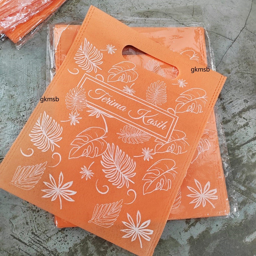 100pcs Beg Kain Beg Goodies Non-Woven Bag Corak Daun Monstera Beg ...