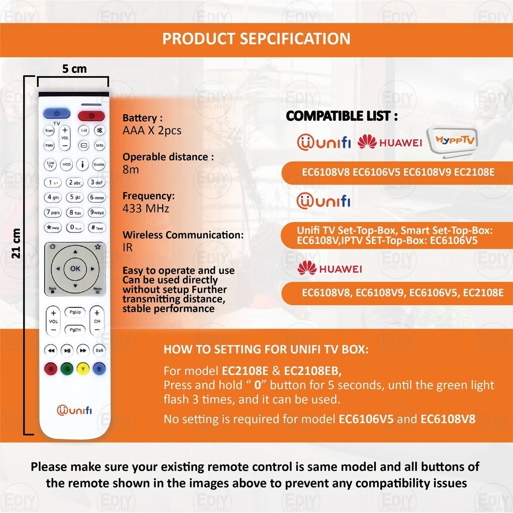 【𝐅𝐑𝐄𝐄 𝐁𝐀𝐓𝐓𝐄𝐑𝐘 𝐀𝐀𝐀 𝐗𝟐】Remote Control Unifi TM HyppTV Plus Smart IPTV SET ...