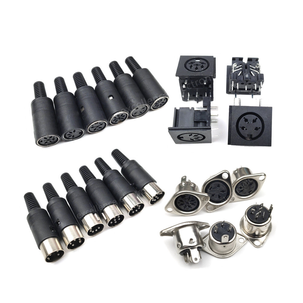 5PCS Large Keyboard Male Female Plug DIN Socket PCB Panel Mount S ...