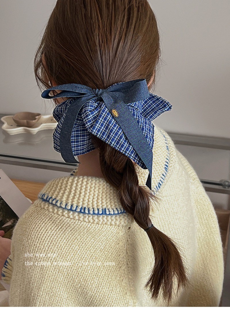 Korean Fashion Bow Square Scarf Large Intestine Hair Circle Women ...