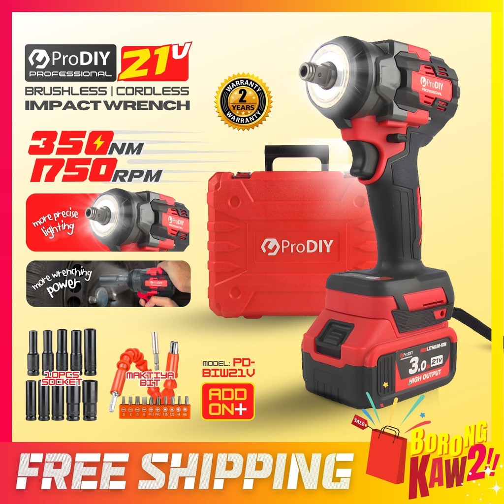 Heavy Duty PRODIY PD-BIW21V Brushless Motor Cordless Impact Wrench ...