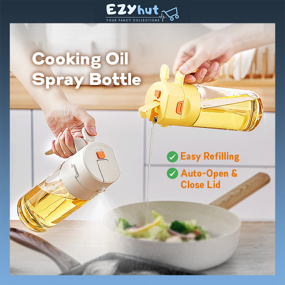 600ML Cooking Oil Spray Bottle 2 in 1 Oil Bottle Glass Oil Bottle ...